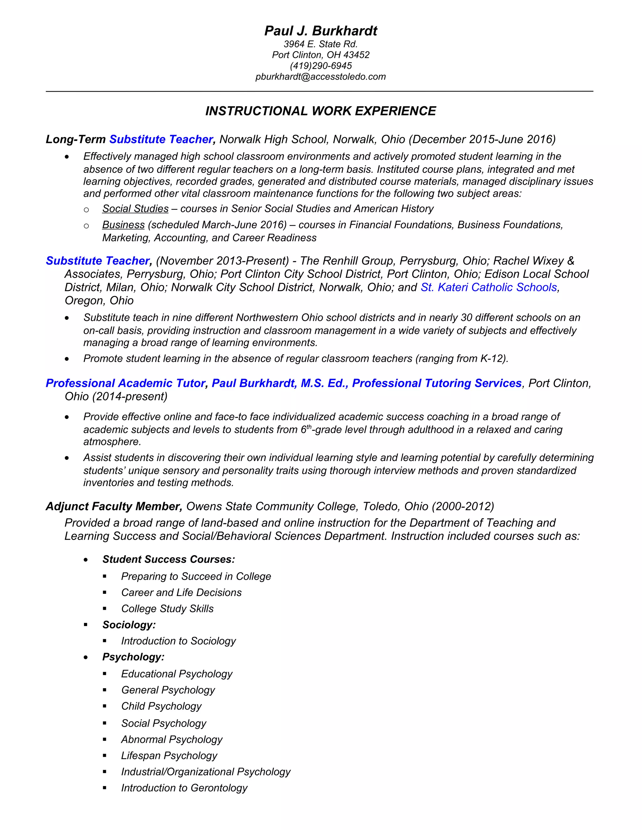 Paul Burkhardt CV - October 2016 | DOC