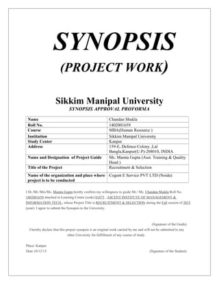 Final Project Synopsis MBA
