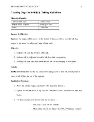 Trashing Negative Self-Talk Project | PDF