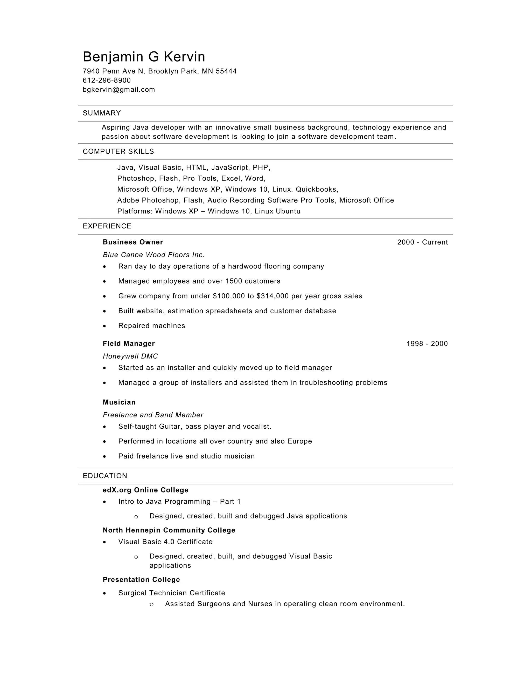 Ben Kervin Resume hd | PDF