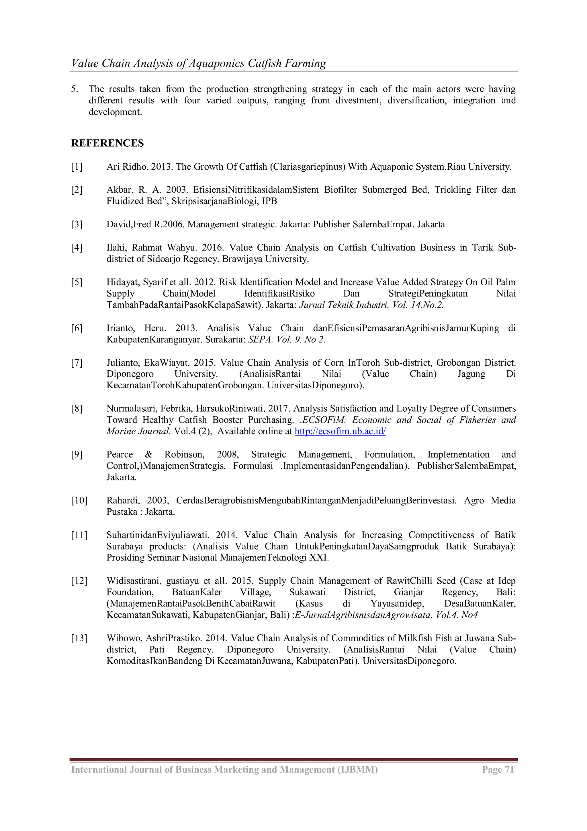Value Chain Analysis of Aquaponics Catfish Farming | PDF