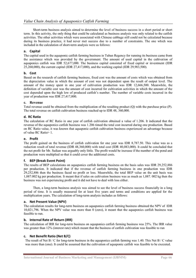 Value Chain Analysis of Aquaponics Catfish Farming | PDF