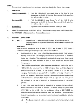 CRPF notification and application form 2015 | PDF