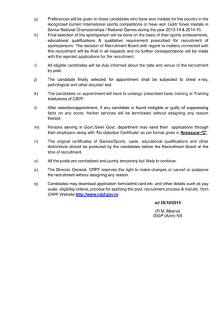 CRPF notification and application form 2015 | PDF