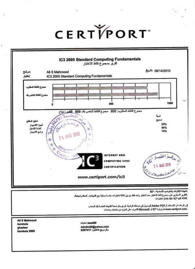 IC3 Certificate - Standard Computing Fundamentals | PDF | Computing | Technology & Computing