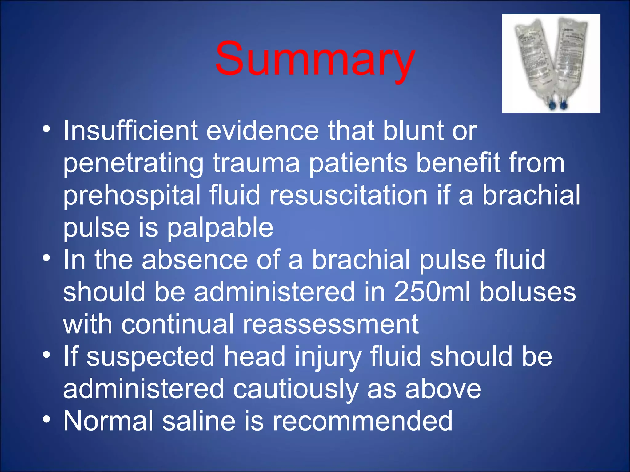 Guidelines for Pre-hospital Fluid Therapy in Trauma Pres | PPT