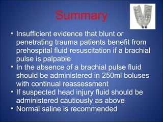 Guidelines for Pre-hospital Fluid Therapy in Trauma Pres | PPT