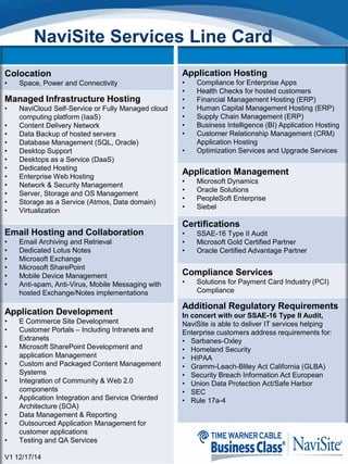 NaviSite Services - SnapShot | PDF