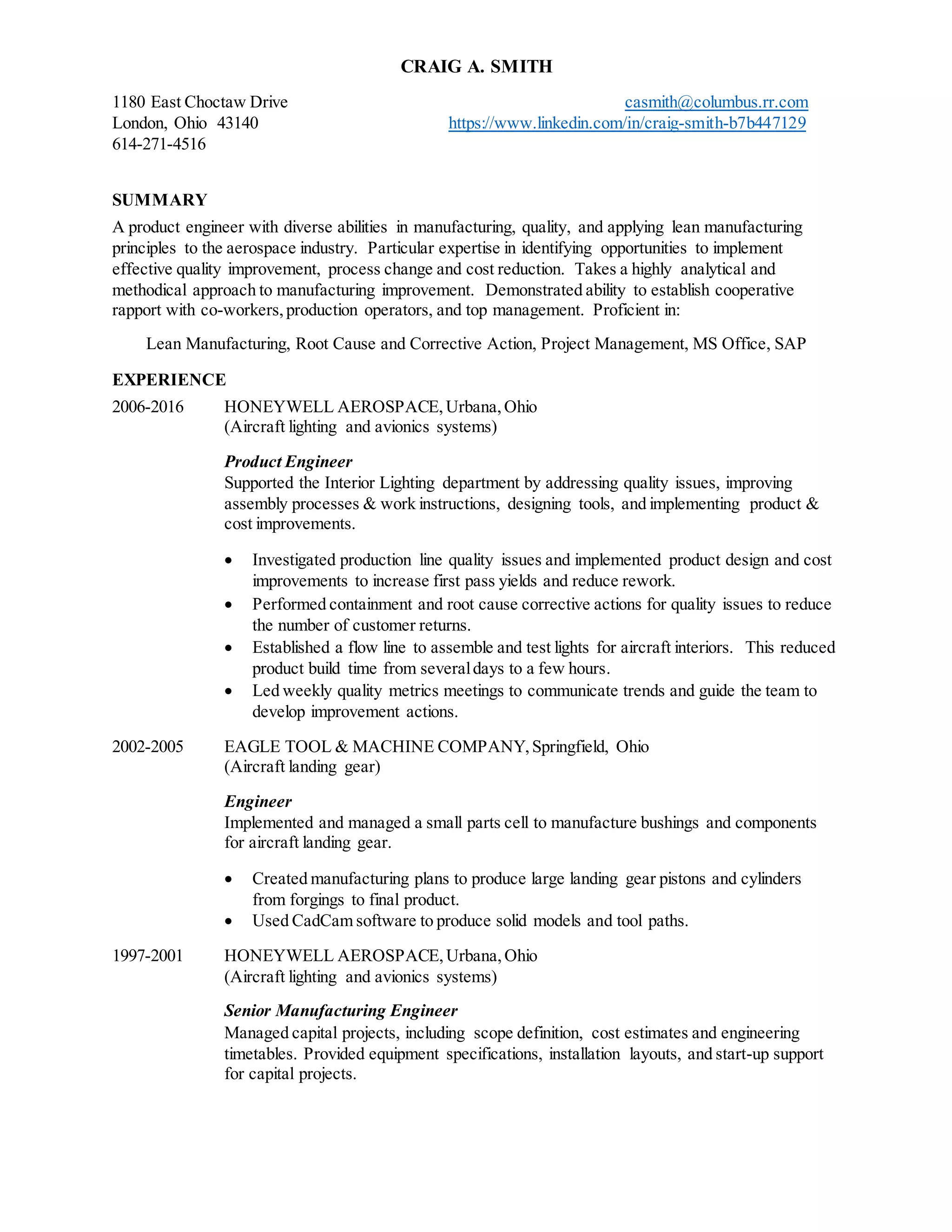 Craig Smith resume | DOCX