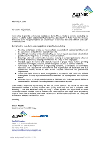 Recommendation Letter From AusNet Services | PDF