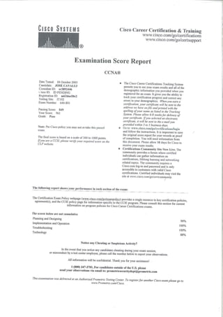 CCNA Score Report | PDF