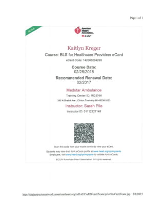 BLS for Healthcare Providers eCard | PDF