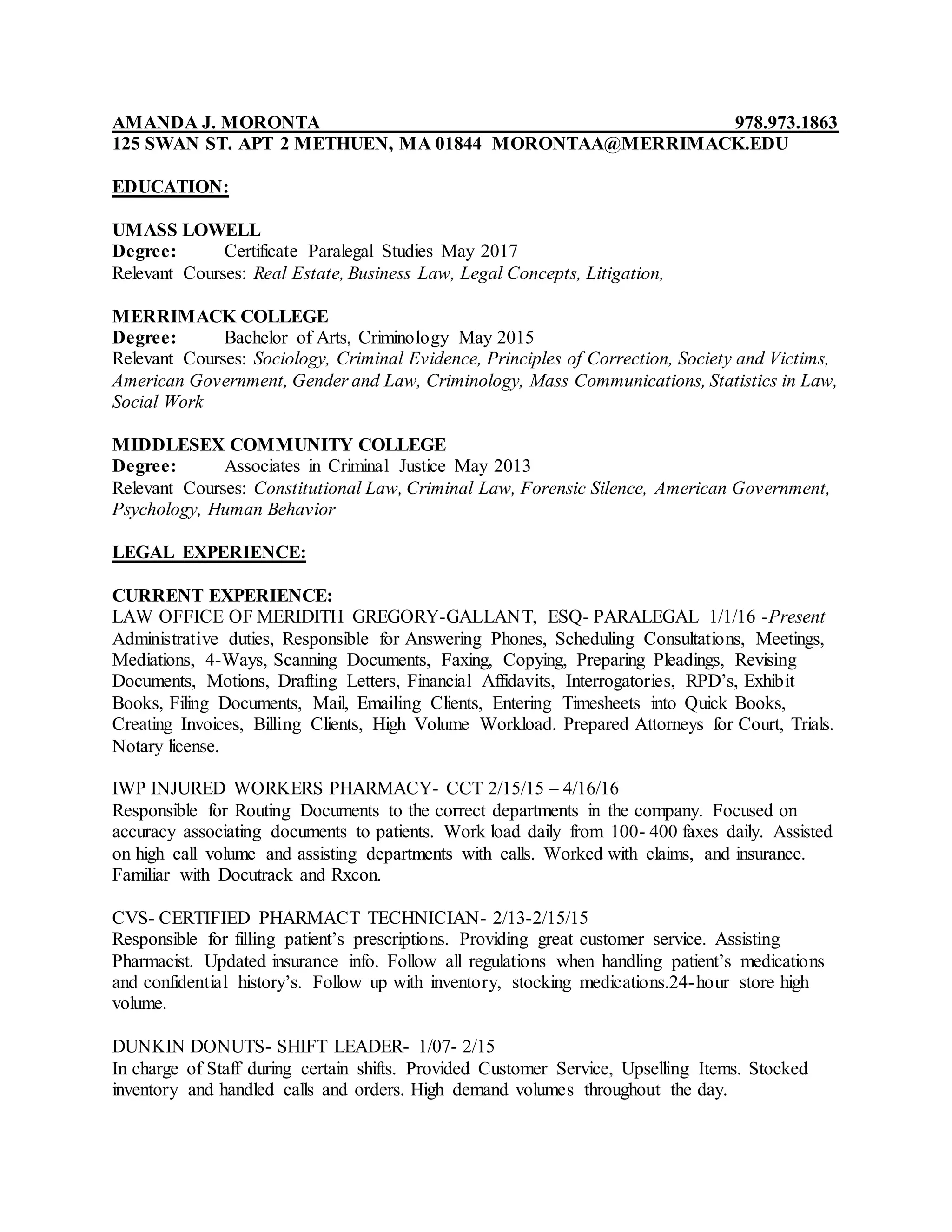 AMANDA J 2017 resume | DOCX