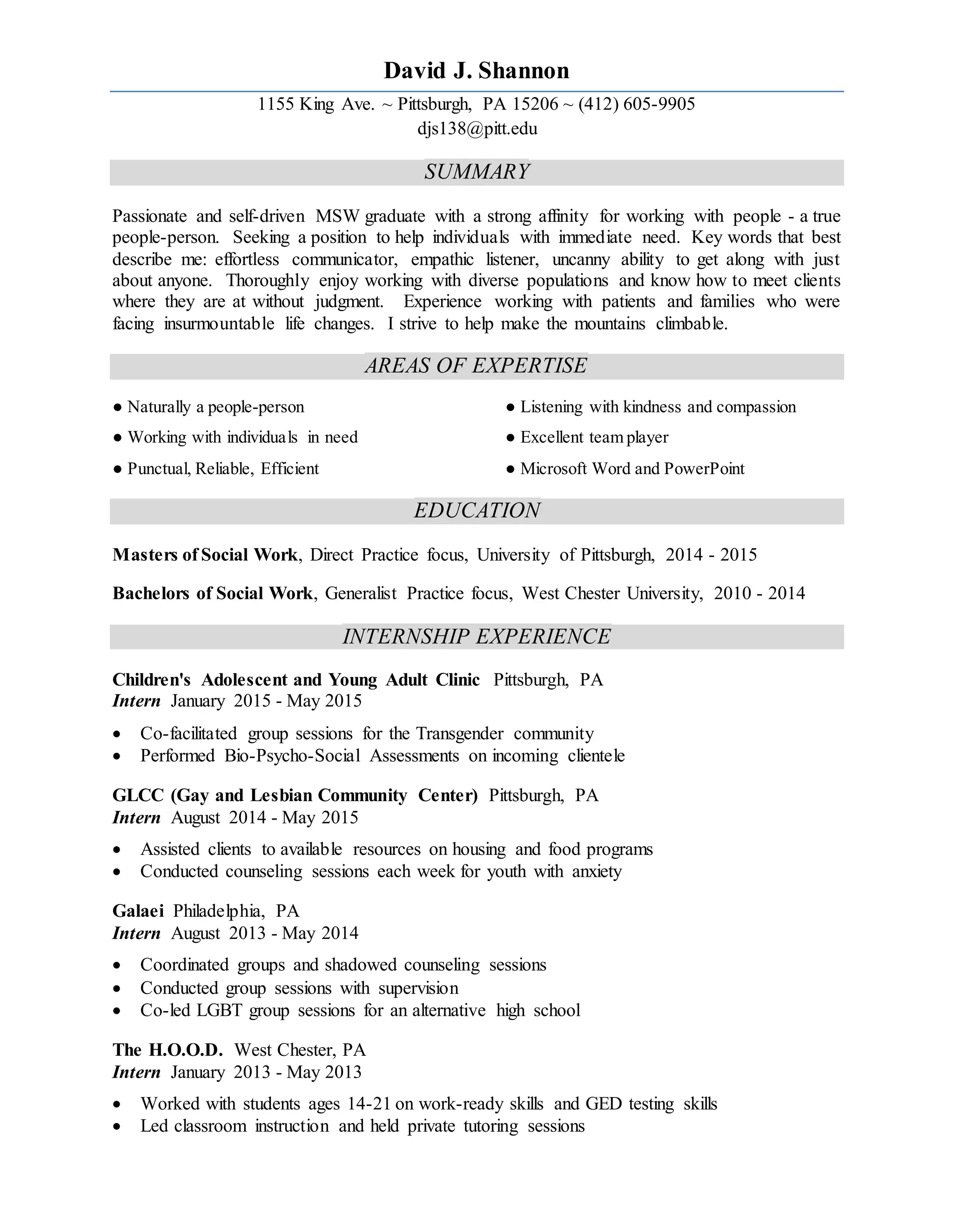 David Shannon resume 2016 | PDF