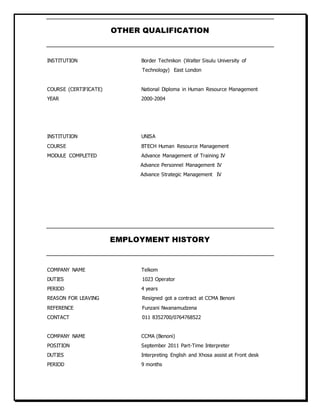 Mandisa Bodlani CV | PDF
