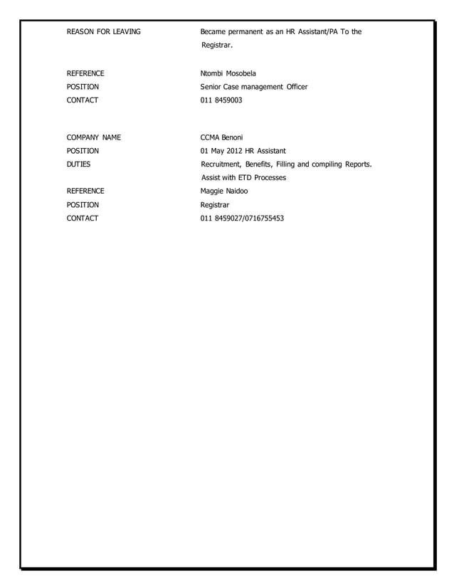 Mandisa Bodlani CV | PDF