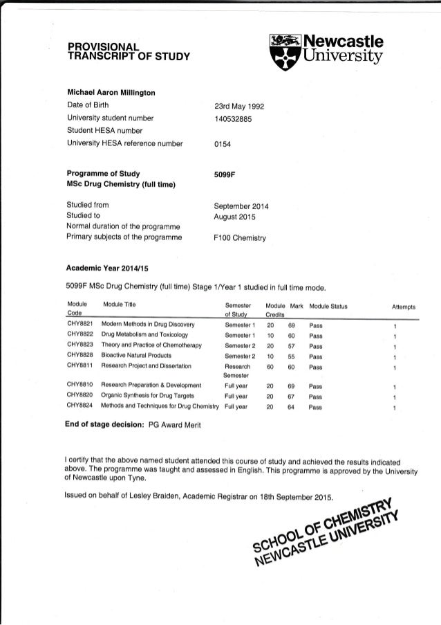 Master's Transcripts