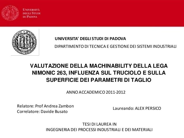 Presentazione TESI DI LAUREA alex persico