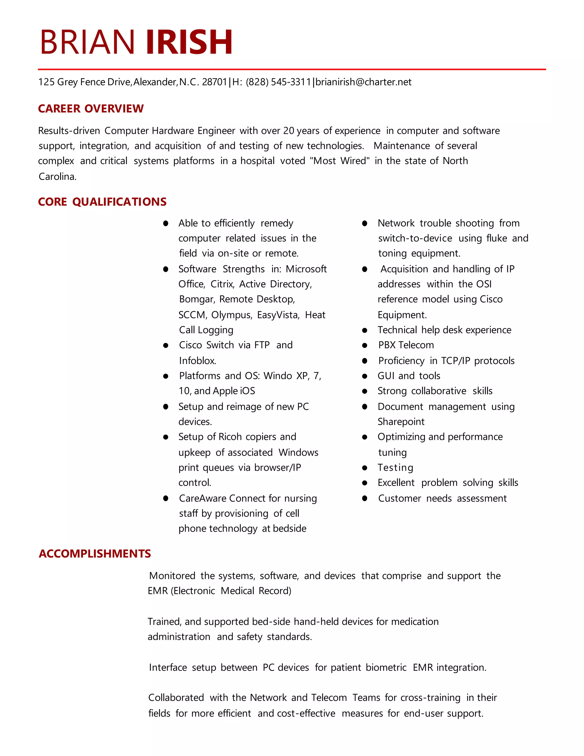 Brian Irish Resume 090216 | DOCX