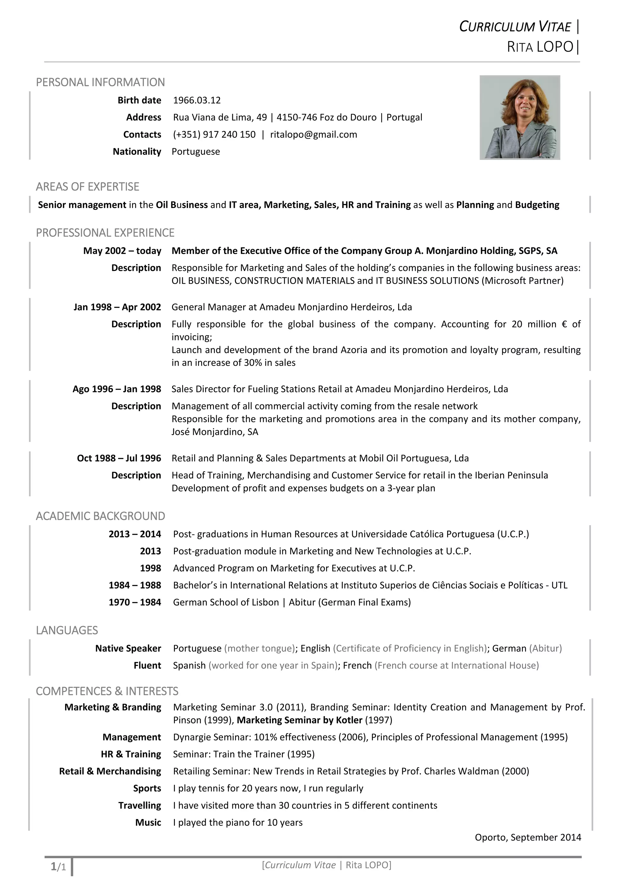 CV Rita LOPO english | PDF
