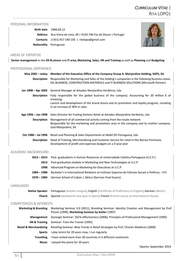 CV Rita LOPO english | PDF