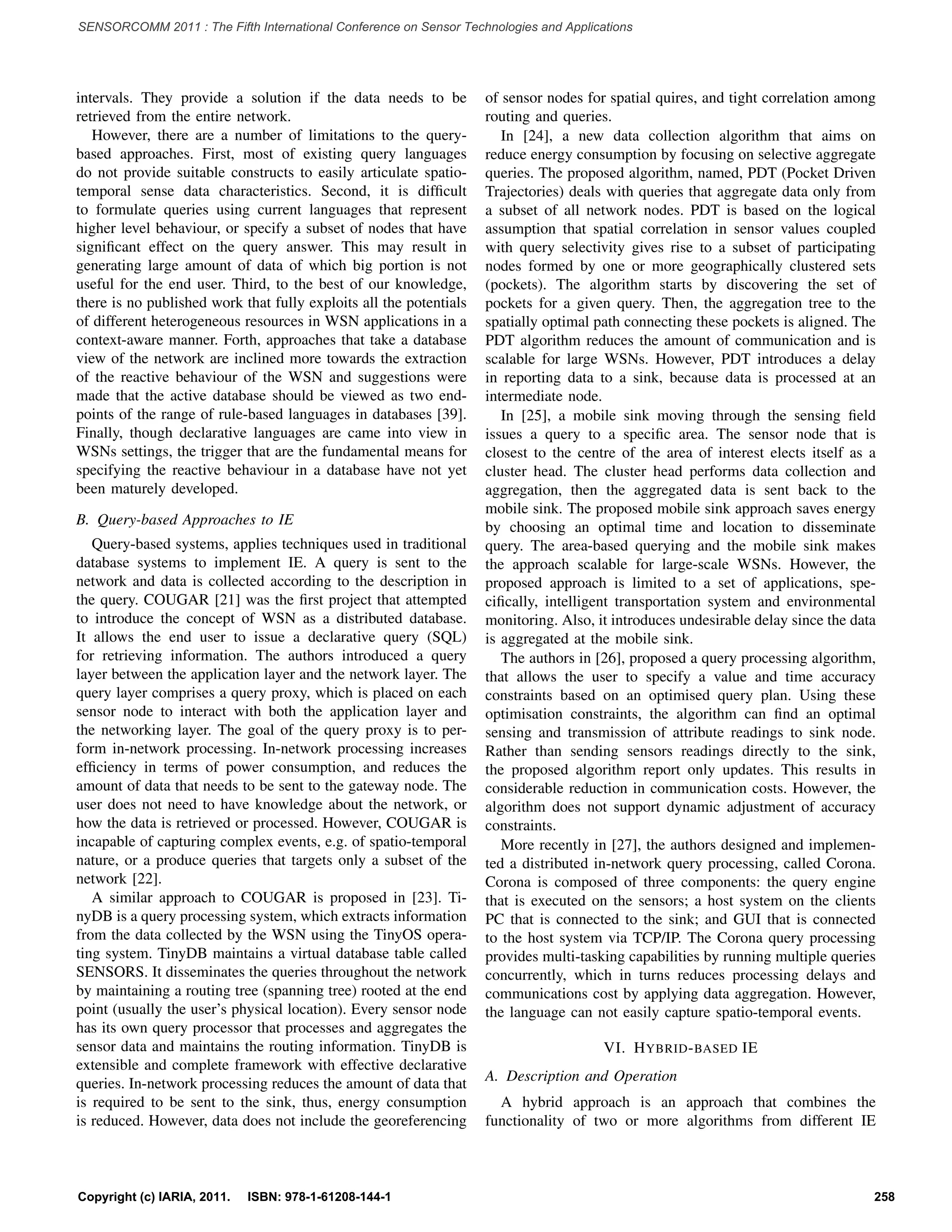 An Overview And Classification Of Approaches To Information Extraction In Wireless Sensor