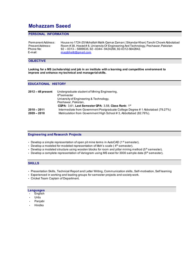 Mohazzam-Saeed CV | PDF