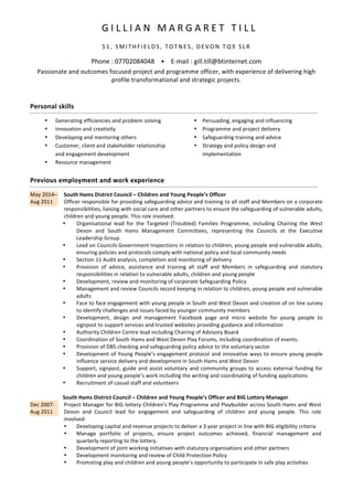 Gillian Margaret Till - CV July 2015 | PDF