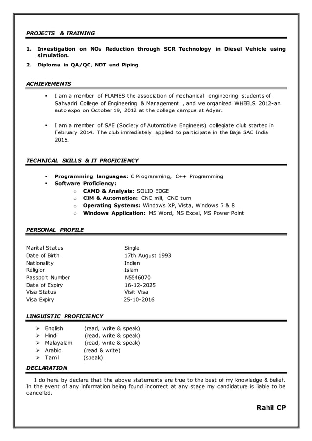 Rahil CV | PDF
