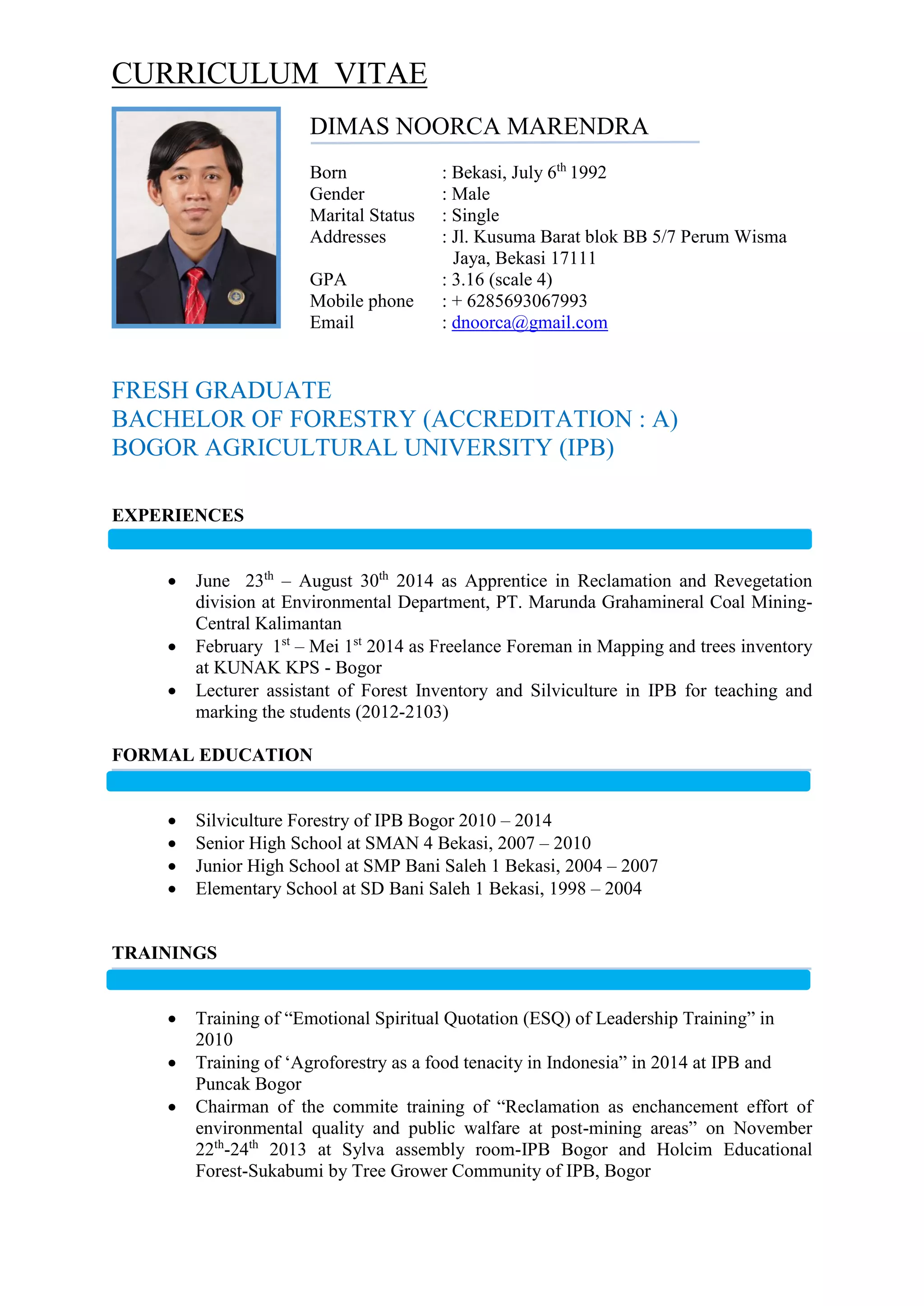 CV_DIMAS_NOORCA_IPB | PDF