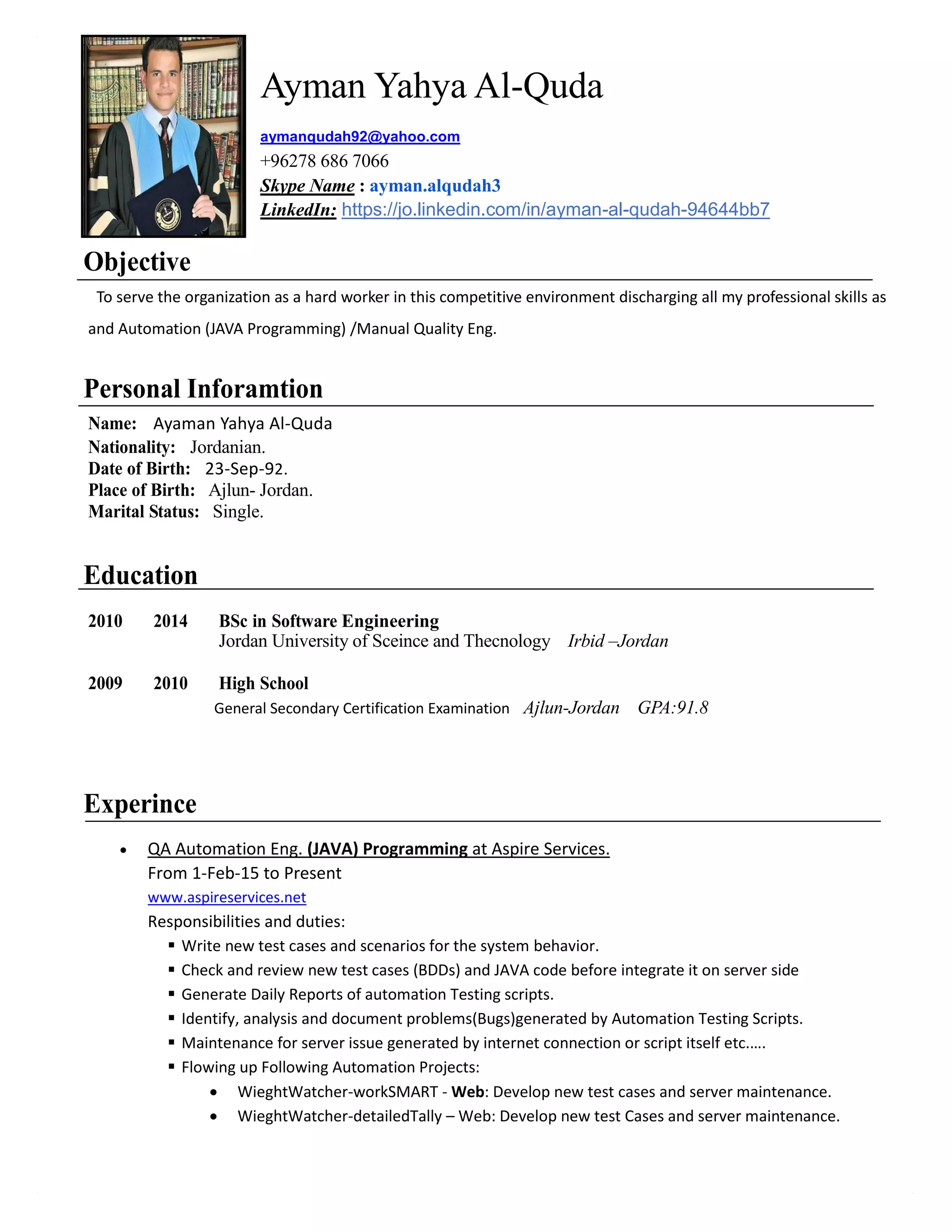 Curriculum Vitae Ayman | PDF