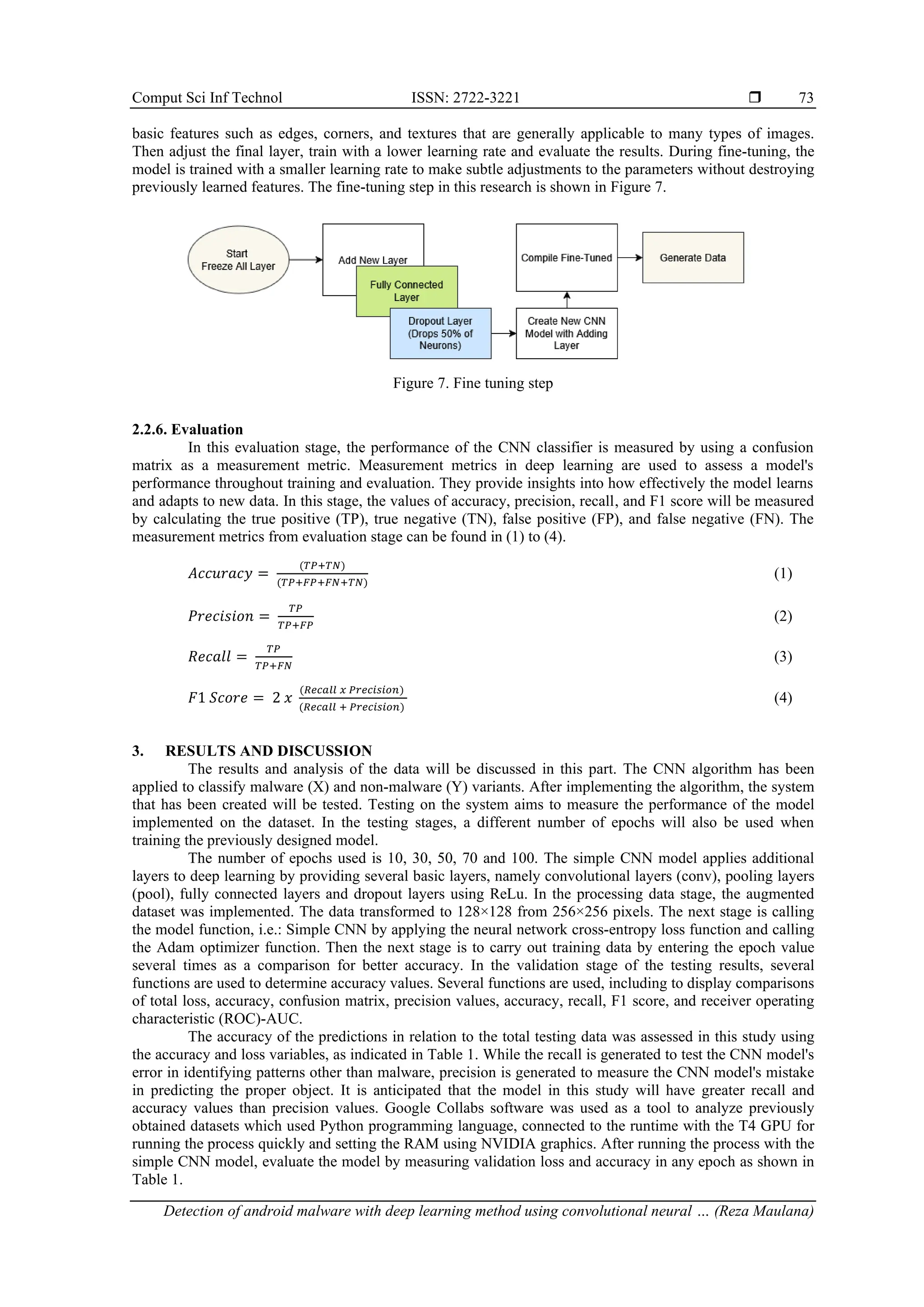 Detection of android malware with deep learning method using convolutional neural network model ...