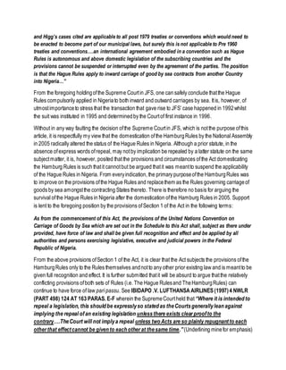 THE STATUS OF THE HAGUE RULES IN NIGERIA VIS-À-VIS THE HAMBURG RULES | DOCX