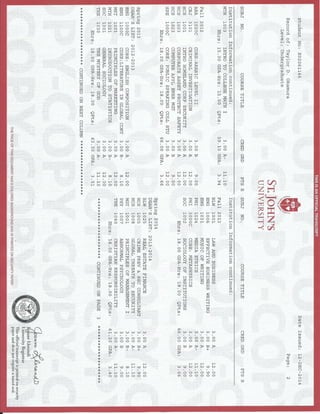St Johns University Official Transcripts | PDF