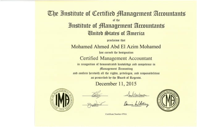 CMA Certificate | PDF