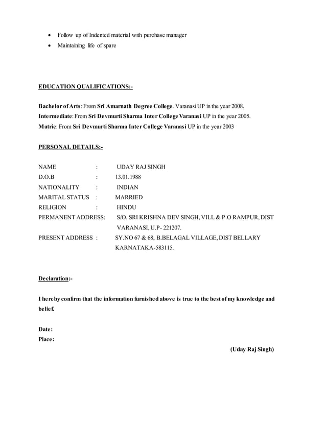 Uday Raj Singh Resume | DOCX