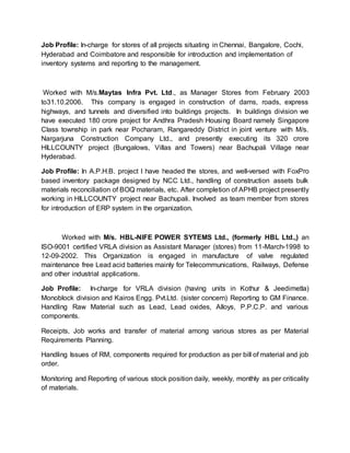 arl cv | DOCX | Construction Industry | Industries