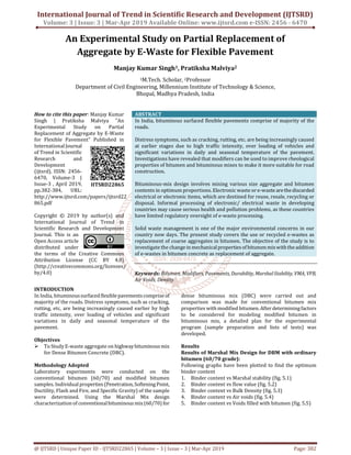 An Experimental Study on Partial Replacement of Aggregate by E Waste ...