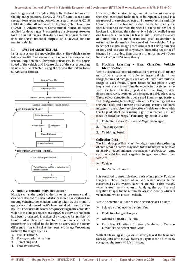 Automated License Plate detection and Speed estimation of Vehicle Using ...