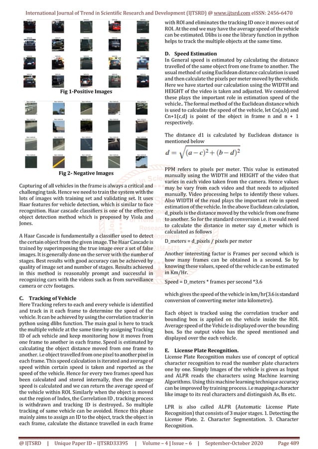 Automated License Plate Detection And Speed Estimation Of Vehicle Using