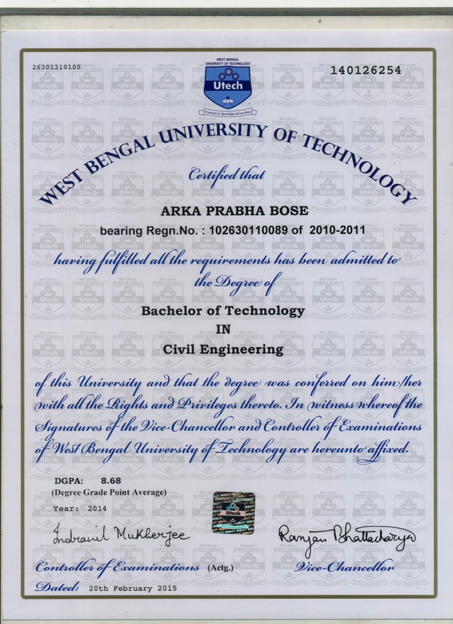 B.Tech Certificate | PDF
