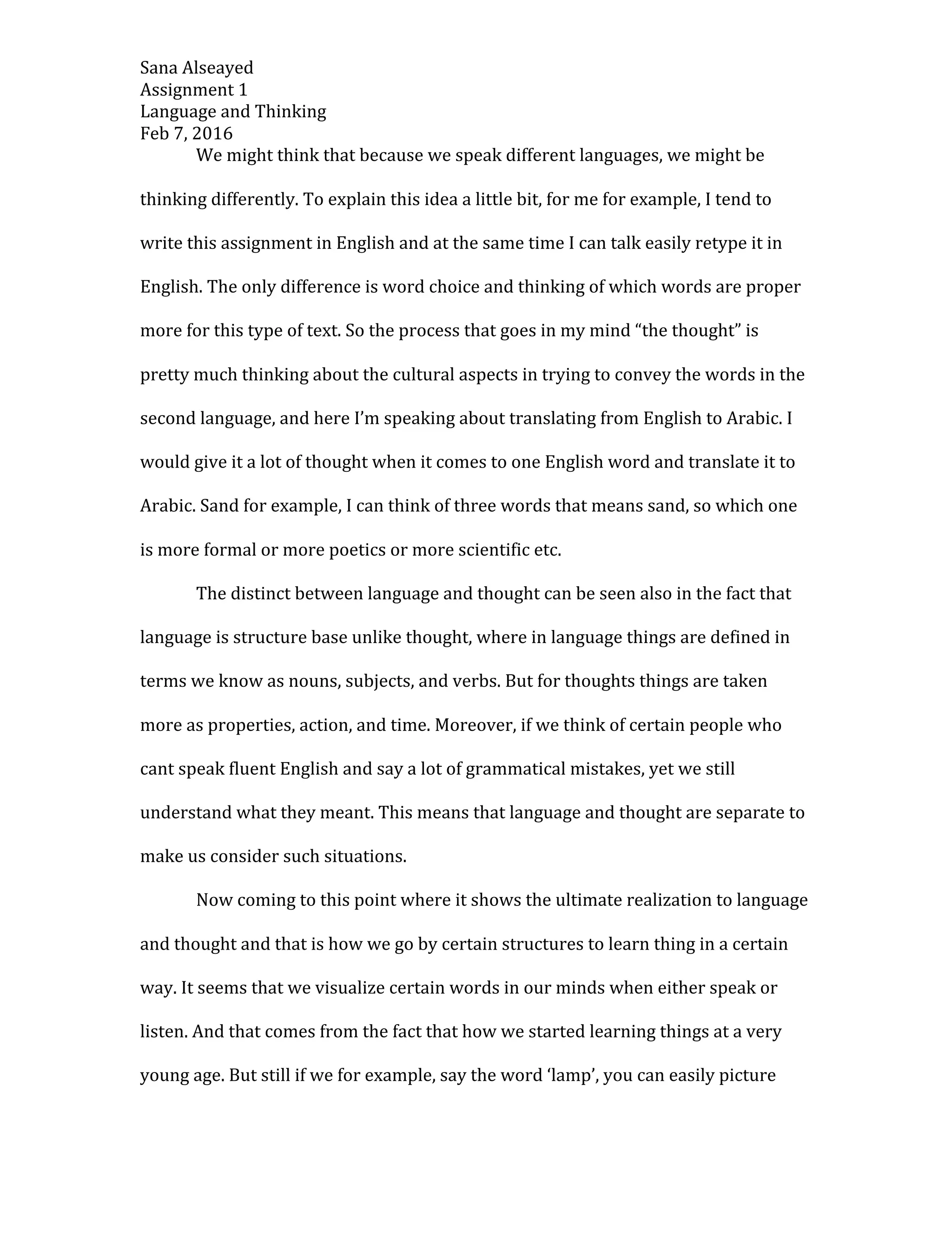 assignment 1.language and thought | PDF