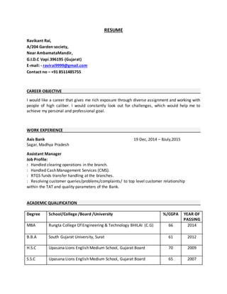 Ravikant Rai resume | PDF