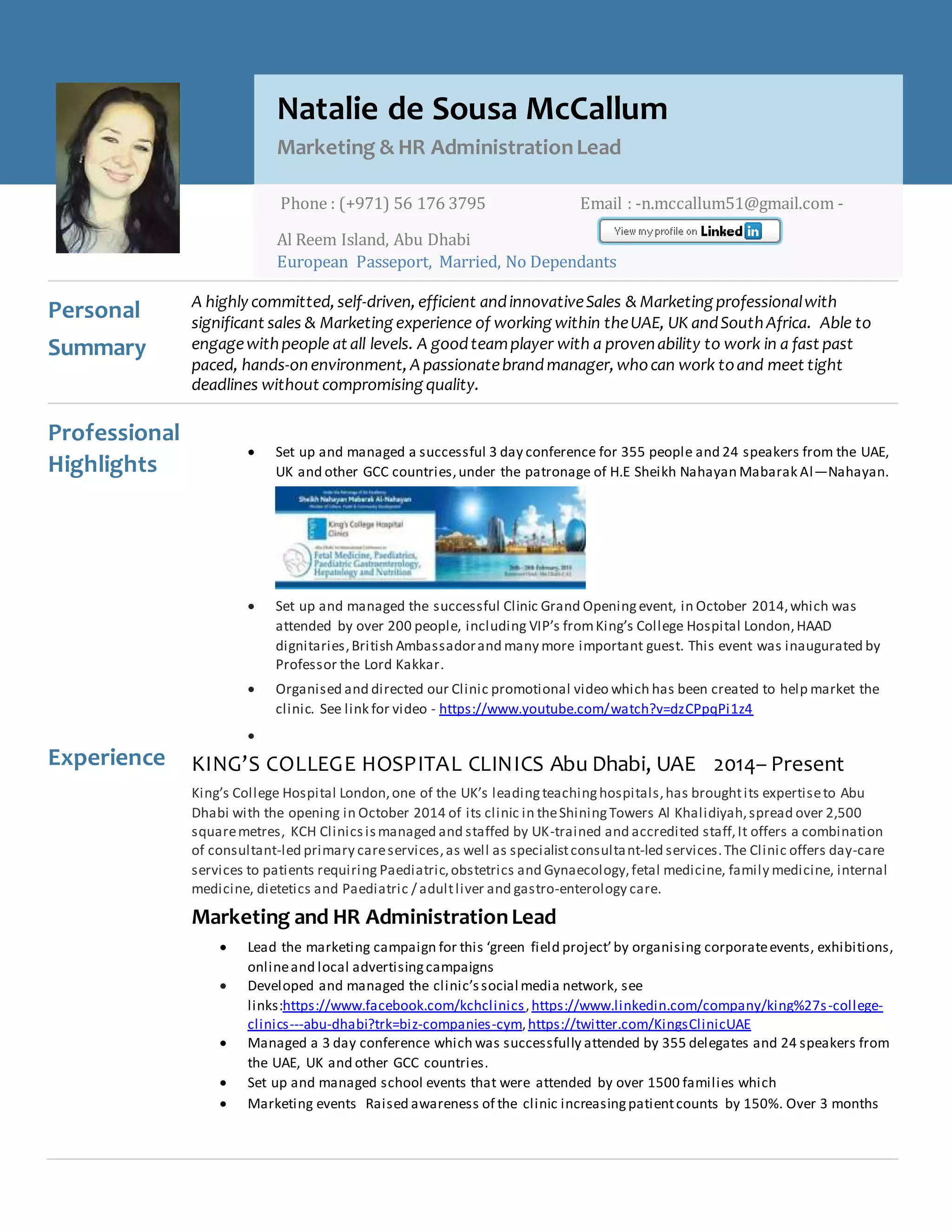 Natalie McCallum CV | PDF