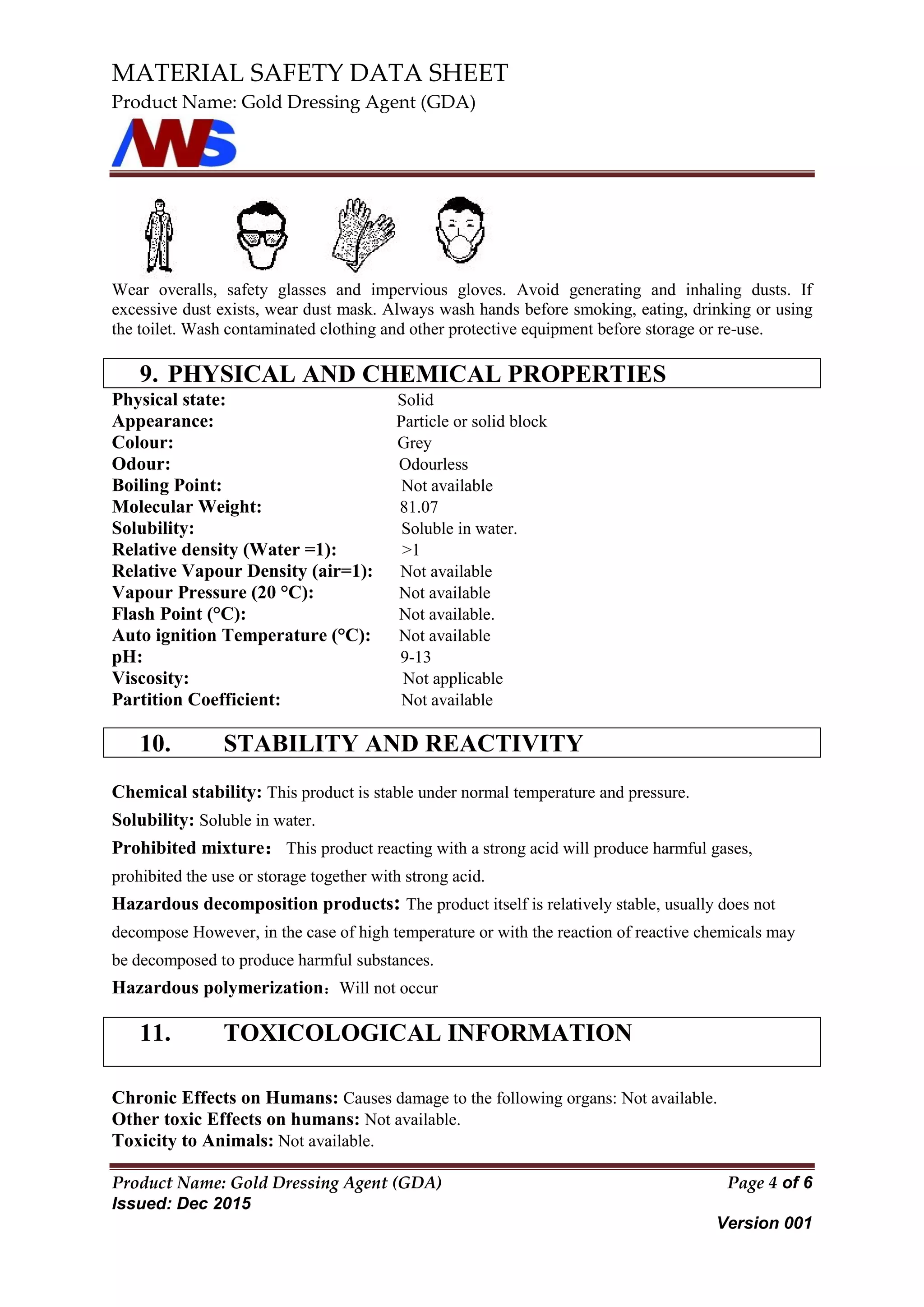MATERIAL SAFETY DATA SHEET MSDS GDA | PDF