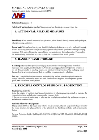 MATERIAL SAFETY DATA SHEET MSDS GDA | PDF