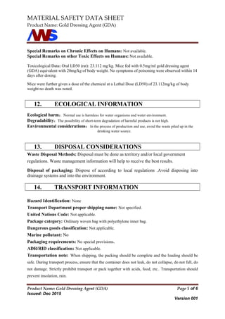 MATERIAL SAFETY DATA SHEET MSDS GDA | PDF