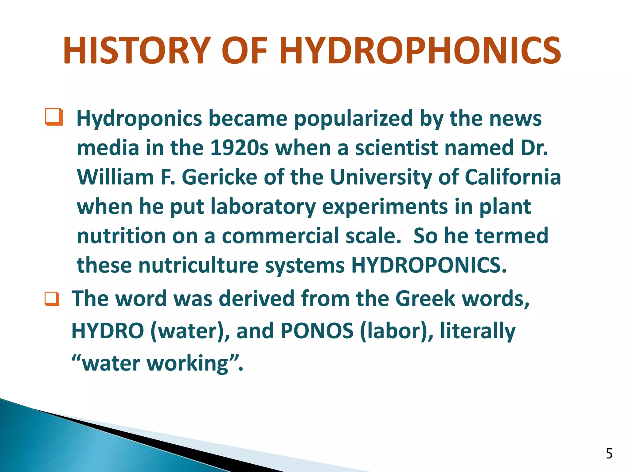 Hydroponics ppt | PPTX