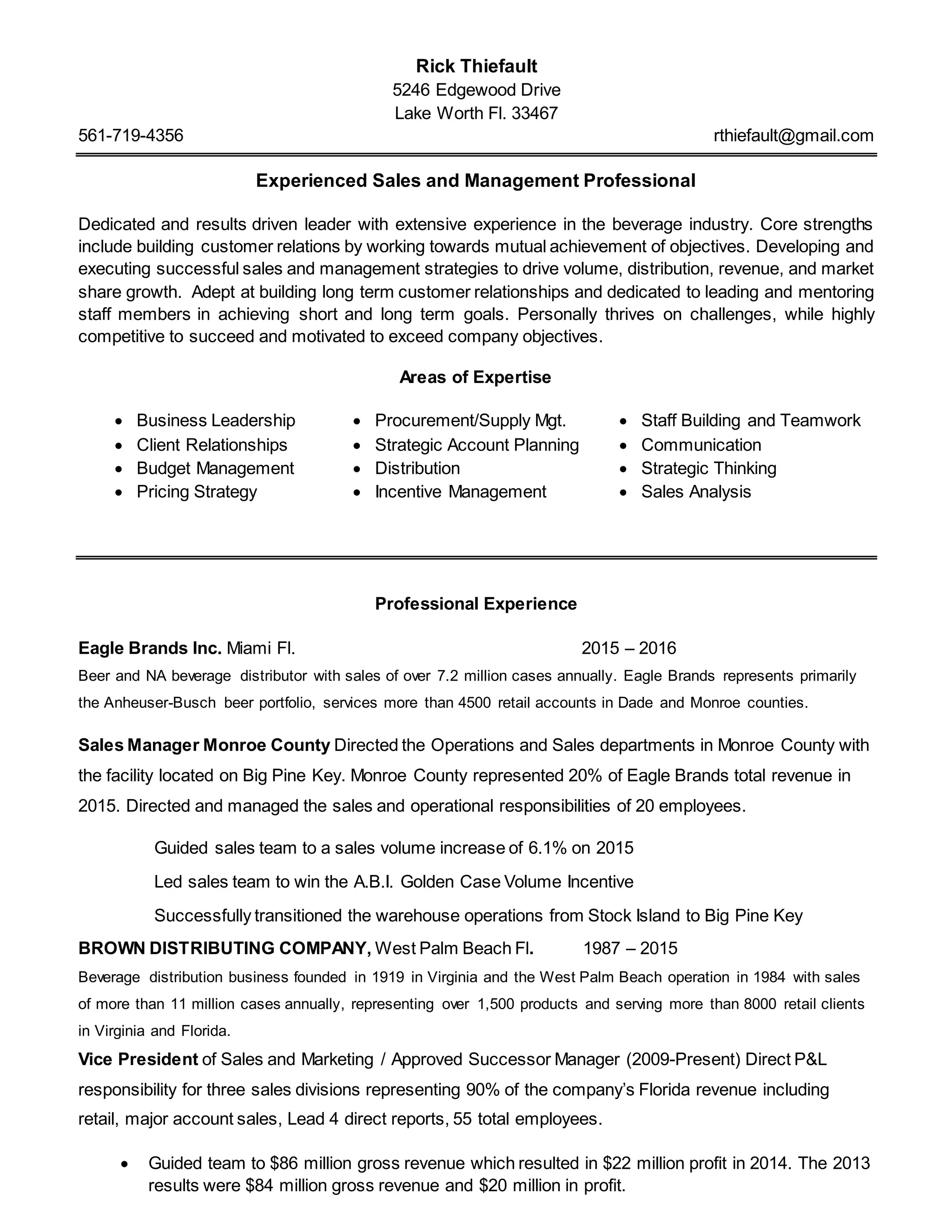 Rick T Resume | DOCX | Sales | Business