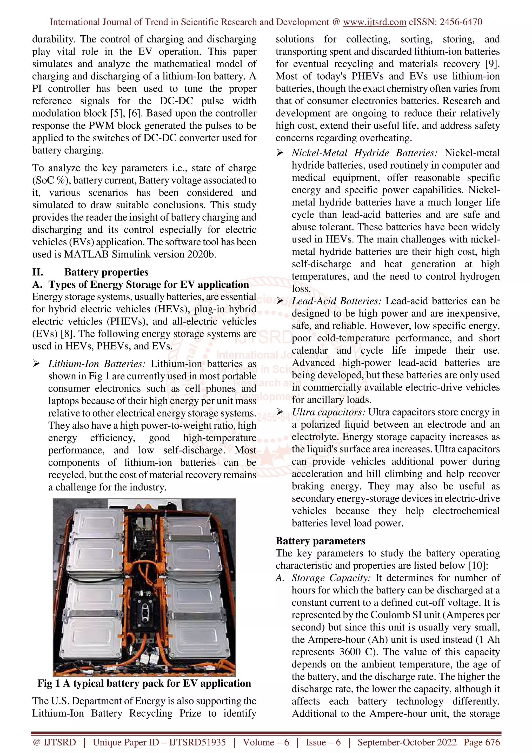 Charging and Discharging Control of Li Ion Battery for Electric Vehicle ...